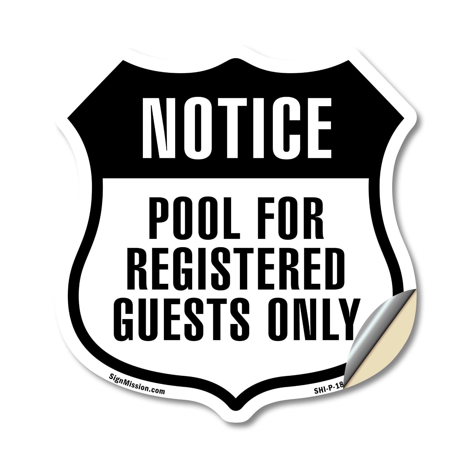 Notice Pool For Registered Guests Only (5 Pack) 4 inch X 4 inch Shield ...