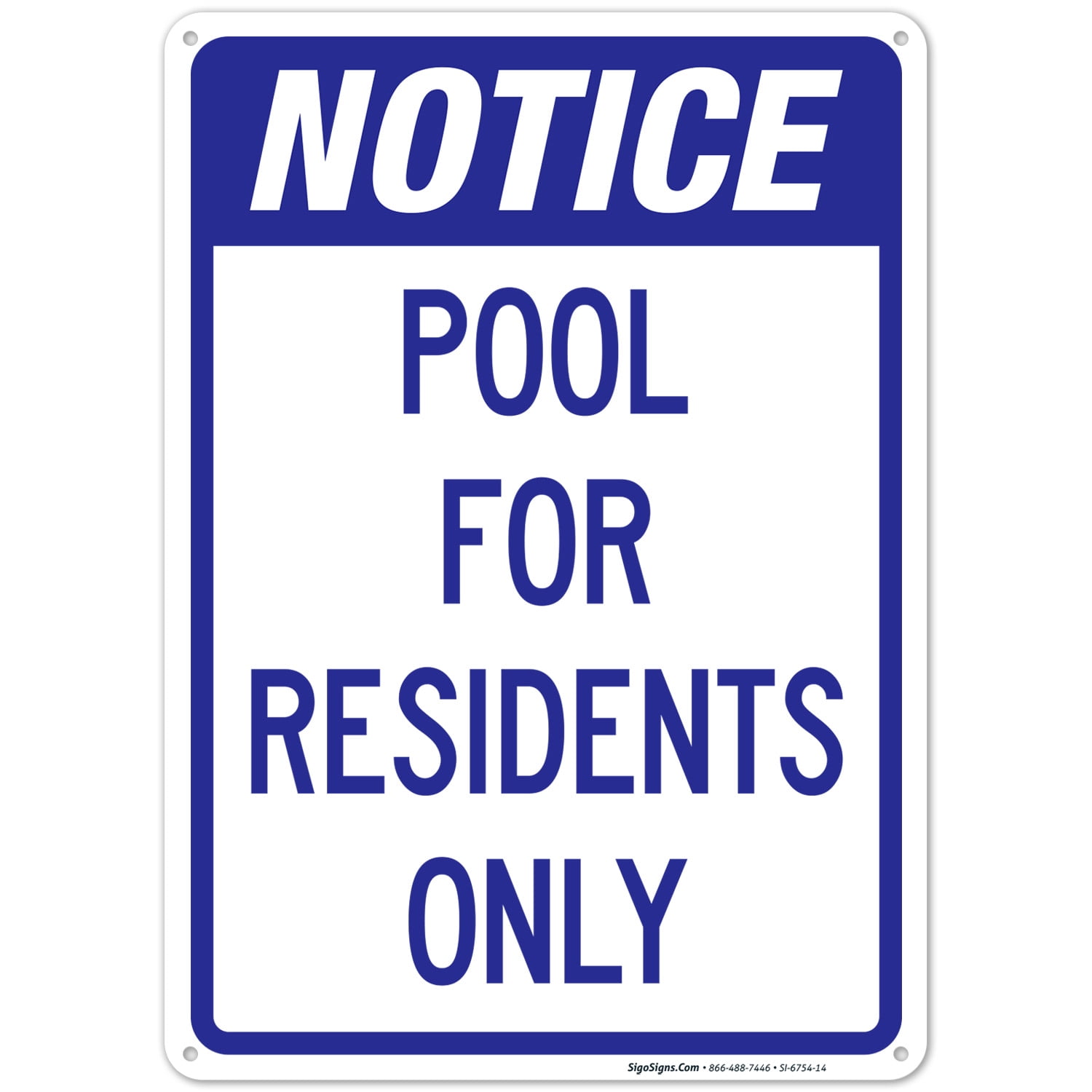 Notice Pool For Residents Only Sign, Pool Sign, 18x18 Reflective ...