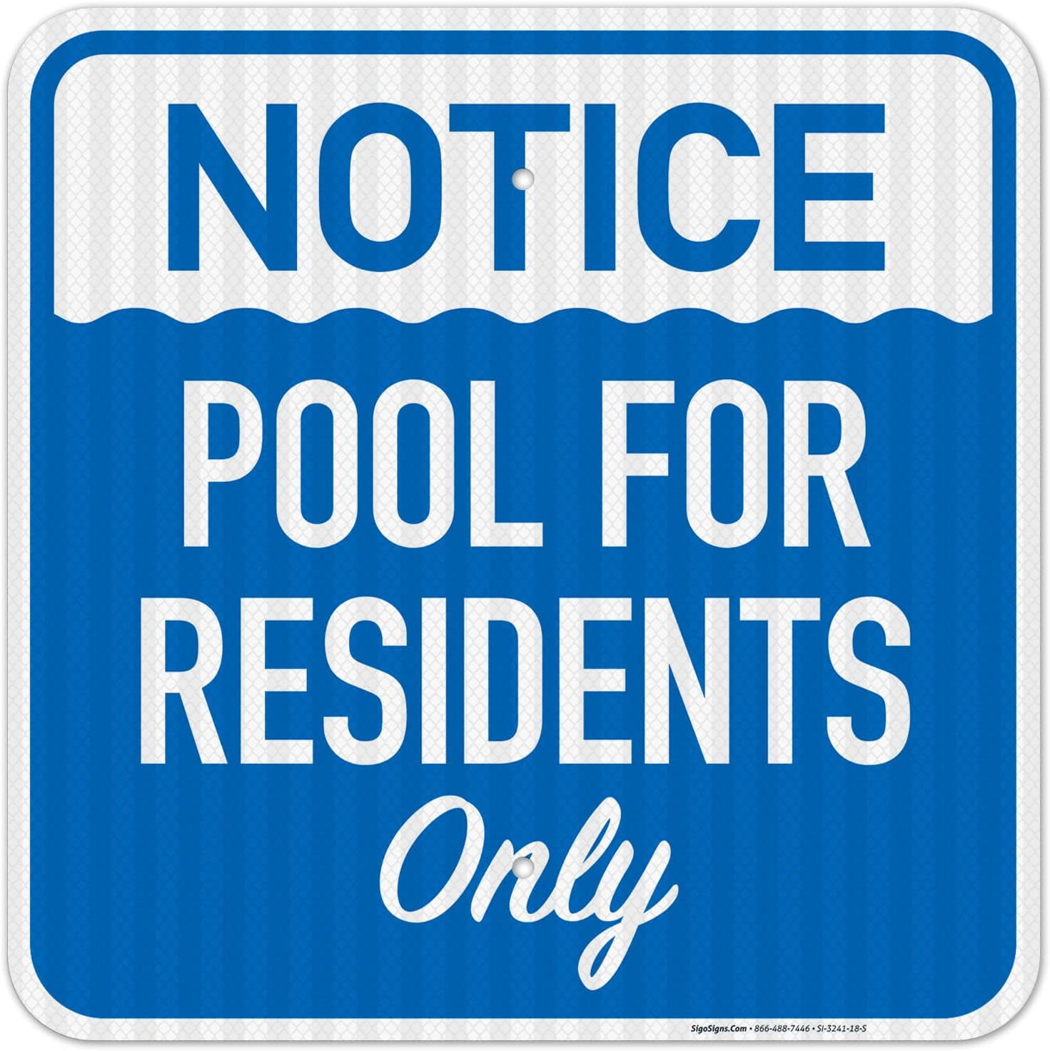 Notice Pool for Residents Only Sign, Pool Sign 18x18 Inches, 3M EGP ...