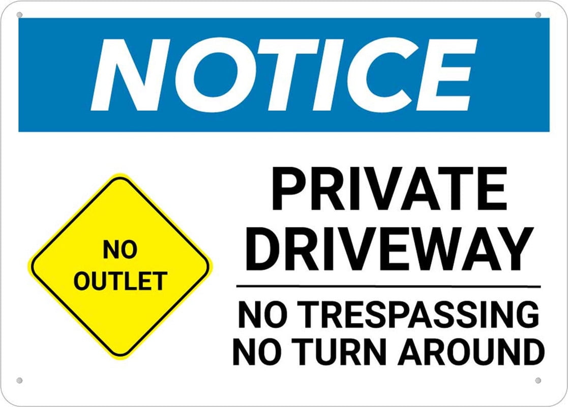 Notice Private Driveway No Trespassing Turn Around With No Outlet Icon ...