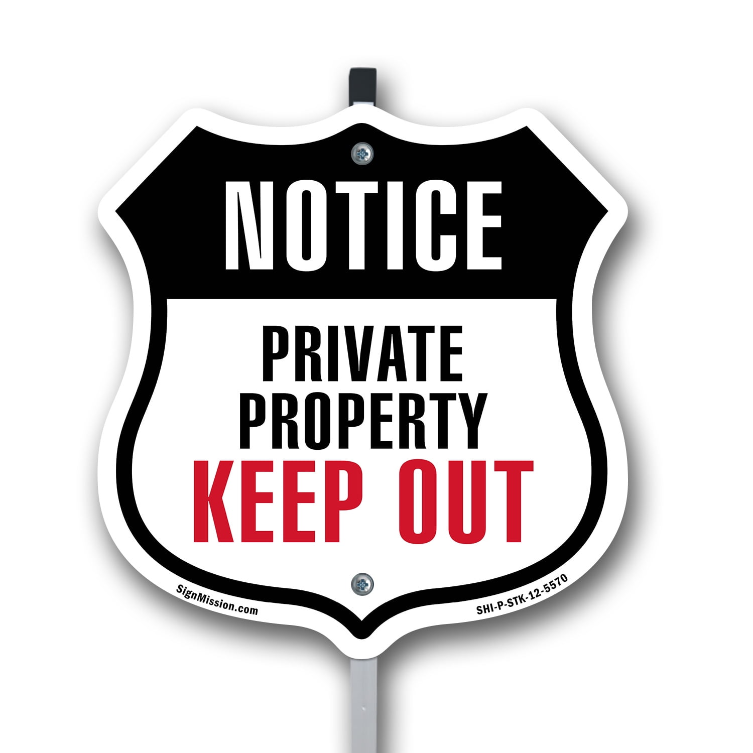 Notice Private Property Keep Out 12 inch X 12 inch Shield Shaped ...