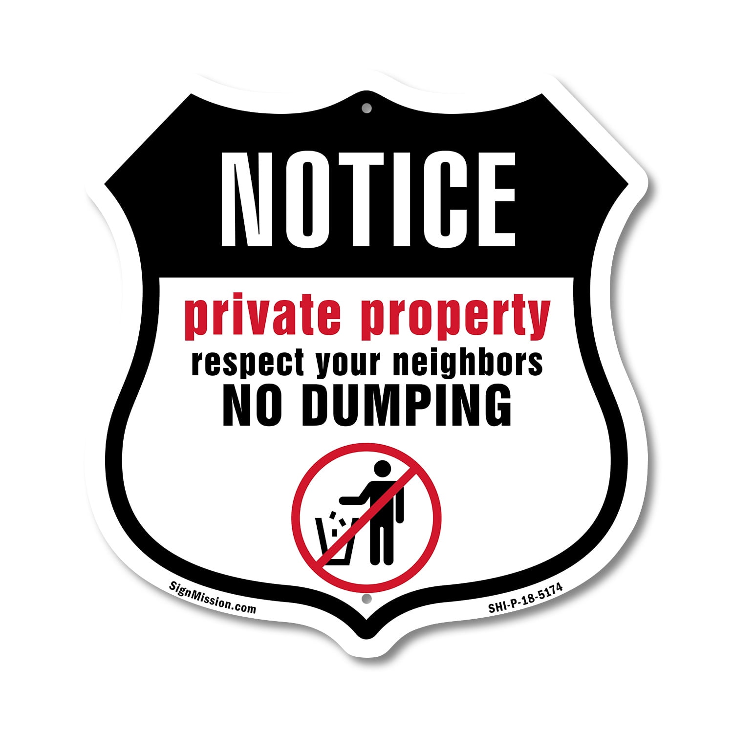 Notice Private Property Respect Your Neighbors No Dumping 12 inch X 12 ...