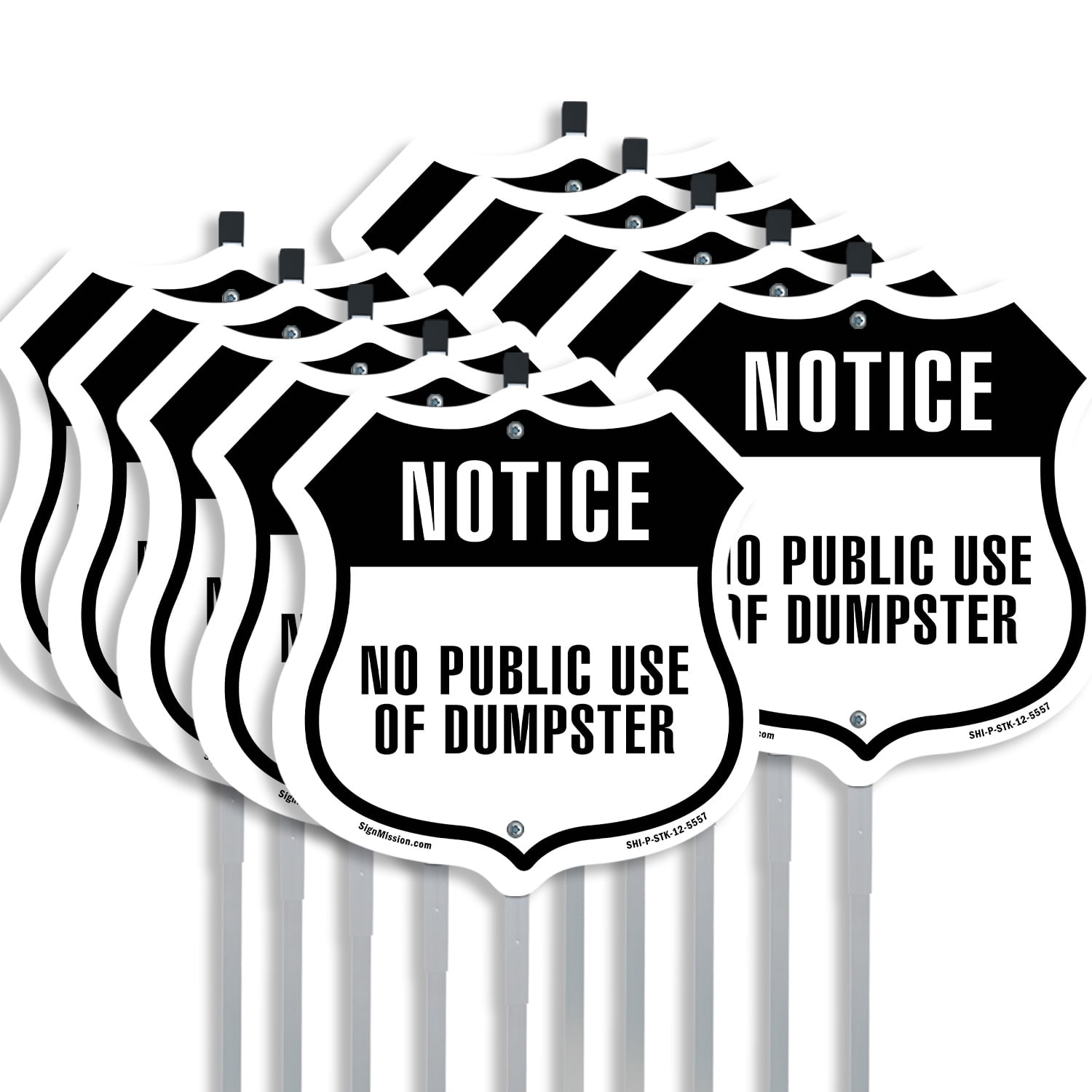 Notice No Public Use of Dumpster (10 Pack) 12 inch X 12 inch Shield ...