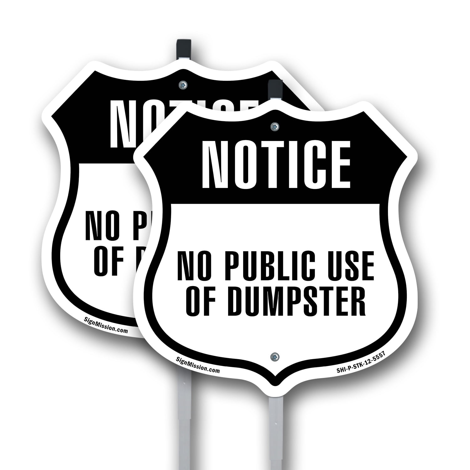Notice No Public Use of Dumpster (2 Pack) 12 inch X 12 inch Shield ...