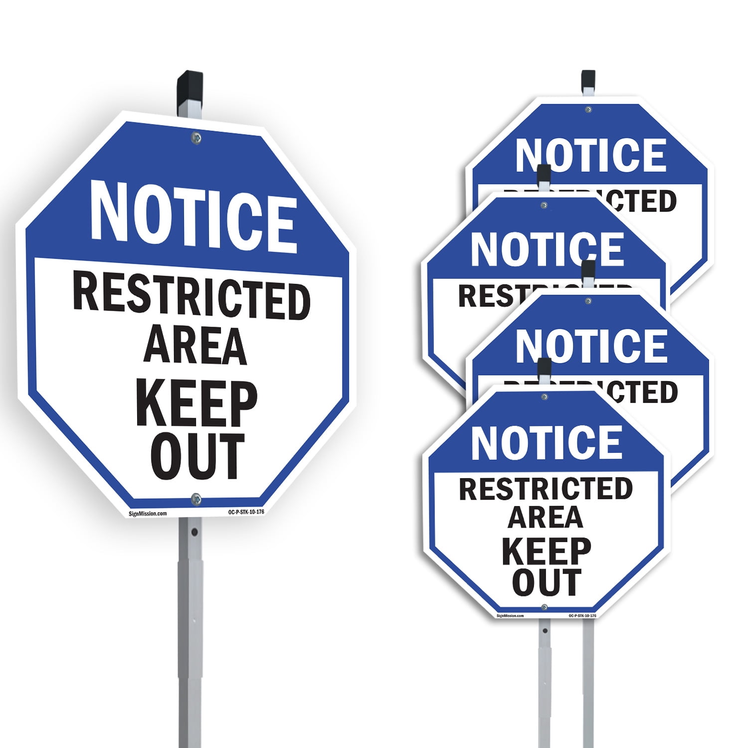 Notice Restricted Area Keep Out (5 Pack) 10 inch X 10 inch Octagon ...