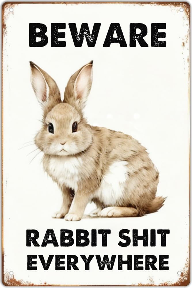 Notice Rustic Metal Sign, Funny Rabbit Decor - Beware Rabbit Sh*t ...