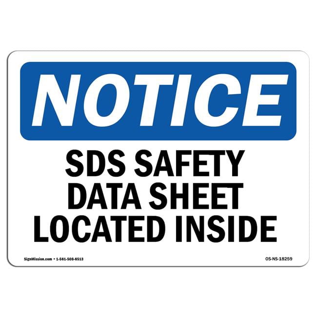 Notice SDS Safety Data Sheet Located Inside OSHA Decal Sign - Walmart ...