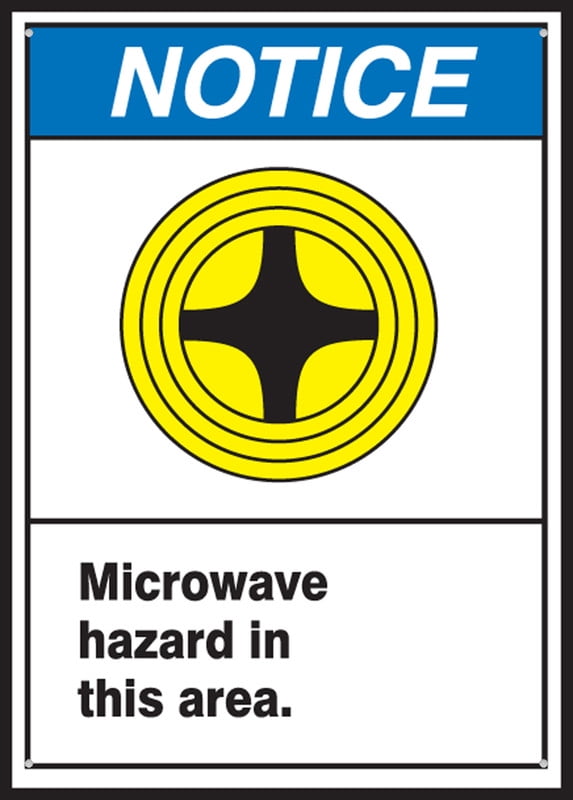 Notice Safety Label Microwave Hazard In This Area 12X8 Inches Metal ...