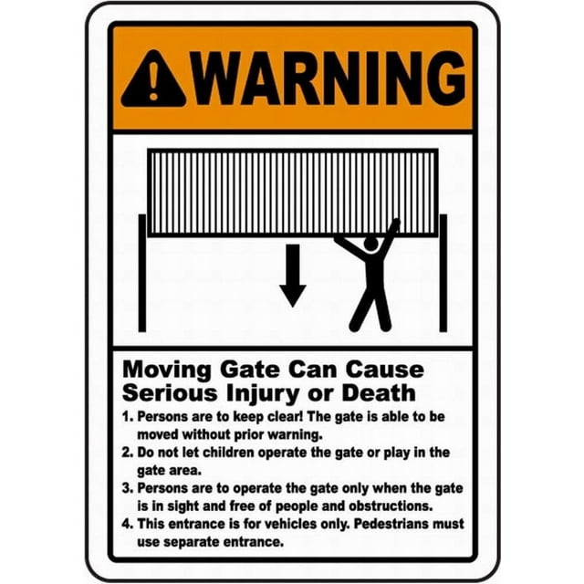 Notice Safety Sign 8x12 Gate Can Cause Serious Injury Sign Warning ...