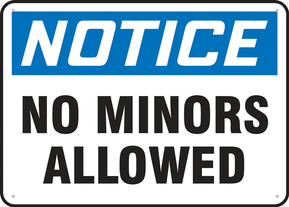 Notice Safety Sign No Minors Allowed Outdoor, Uv Printed Rust Free ...