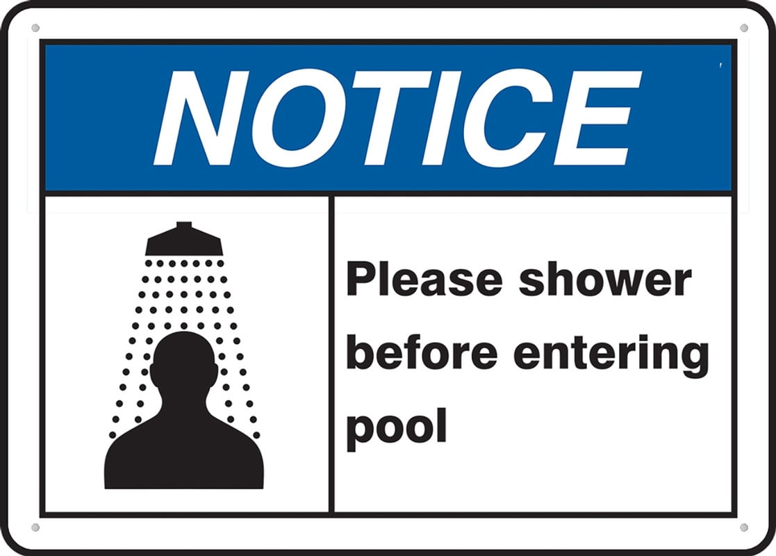 Notice Safety Sign Please Shower Before Entering Pool 8X12 Inch Rust ...