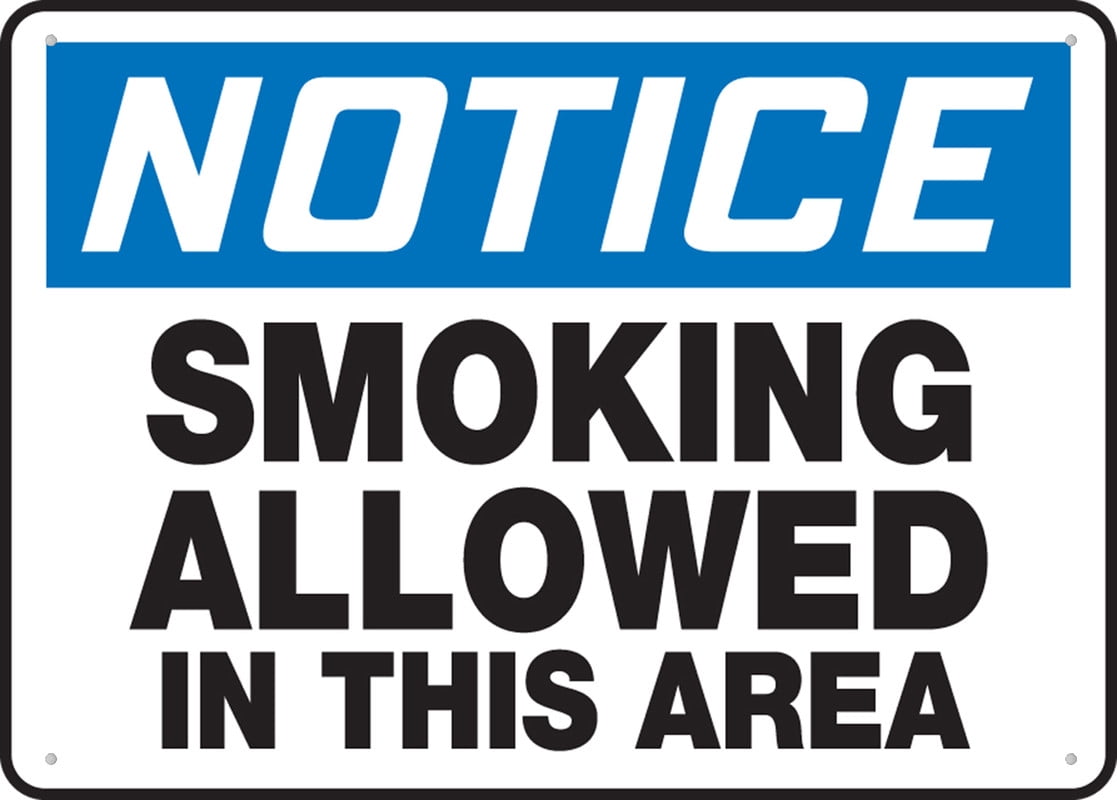 Notice Safety Sign Smoking Allowed In This Area Outdoor Metal Sign - 12 ...