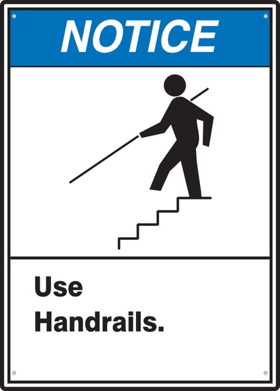Notice Safety Sign Use Handrails 12 X 8 Inch Metal Sign, Rustproof ...