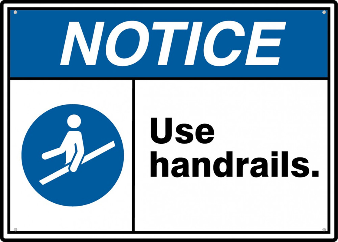 Notice Safety Signs Use Handrails Metal Signs 12X8 Inch Rust Free ...