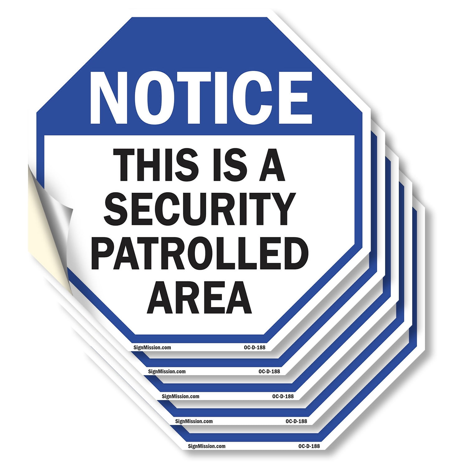 Notice This Is a Security Patrolled Area (5 Pack) 4 inch X 4 inch ...