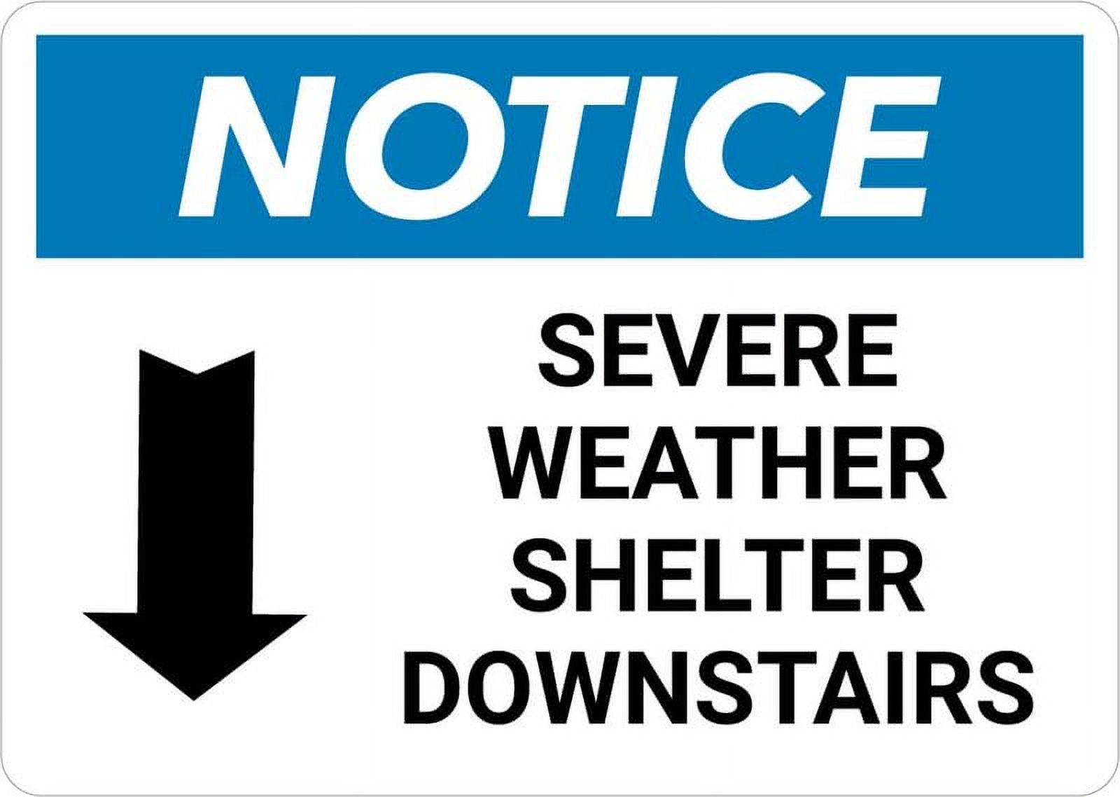 Notice Severe Weather Shelter Downstairs With Down Arrow Retro Aluminum ...