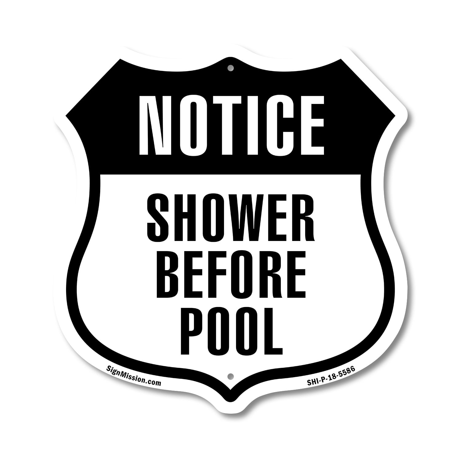 Notice Shower Before Pool 12 inch X 12 inch Shield Shaped Commercial ...