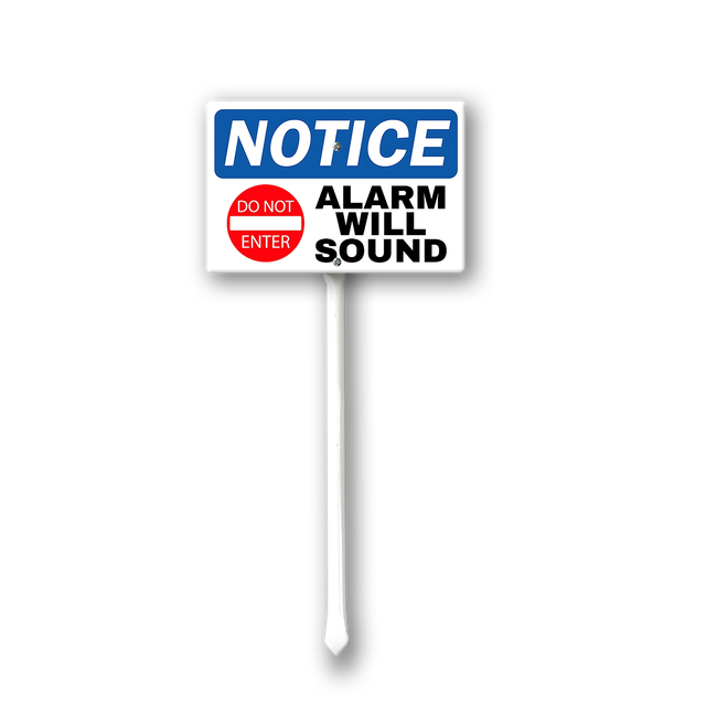 Notice Sign - Alarm Will Sound Sign 12" x 8" Yard Sign with Stake Easy ...