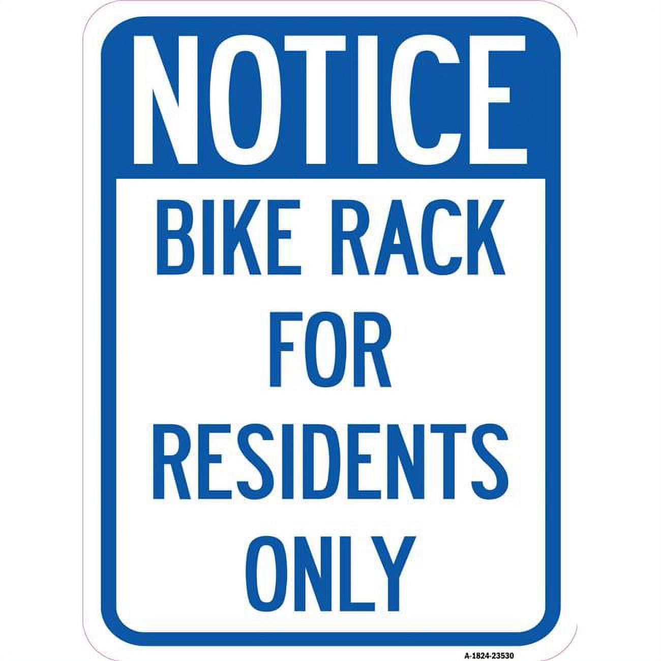 Notice Sign Bike Rack for Residents Only | 18" X 24" Heavy-Gauge ...