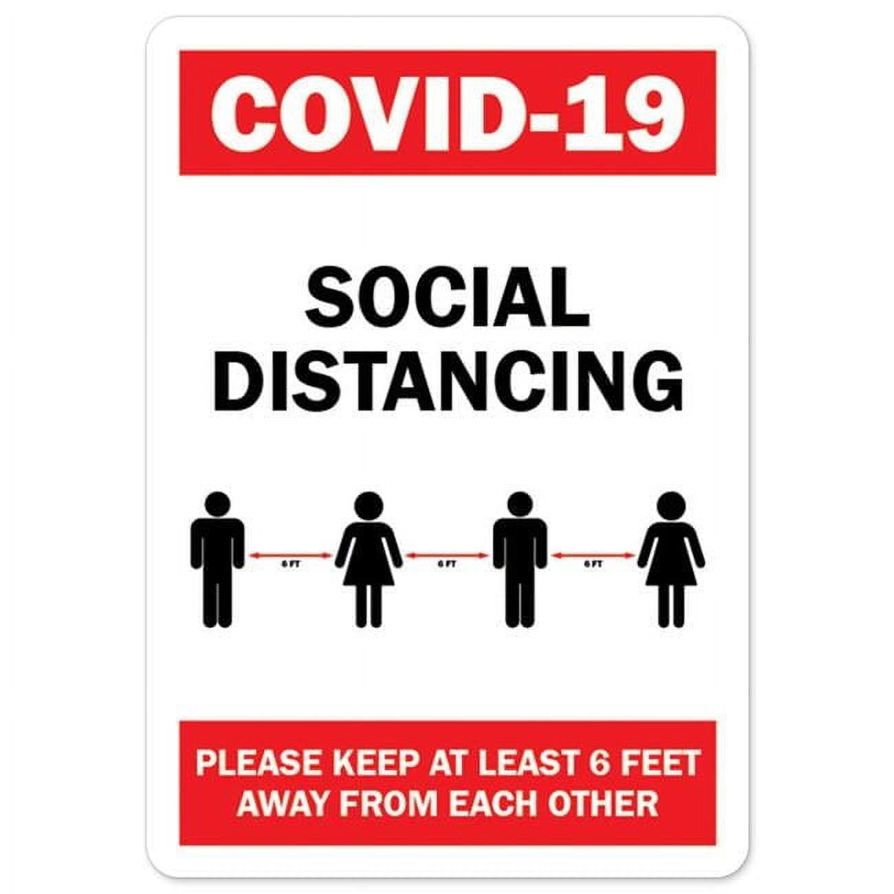 Notice Sign - Covid-19 Social Distancing Please Keep 6 ft. Away ...