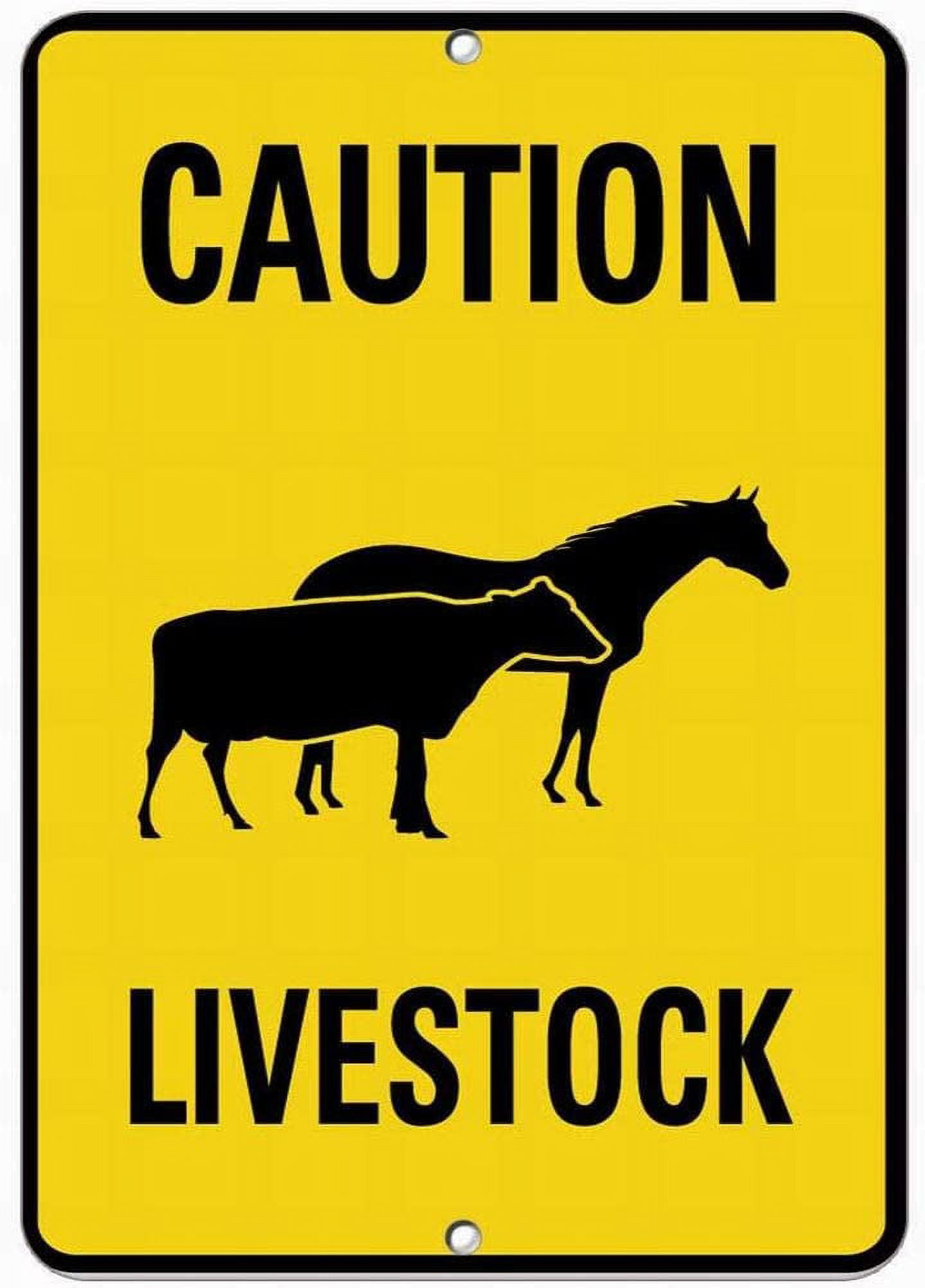 Notice Sign Danger Sign Warning Sign Livestock Caution Horse Cow ...