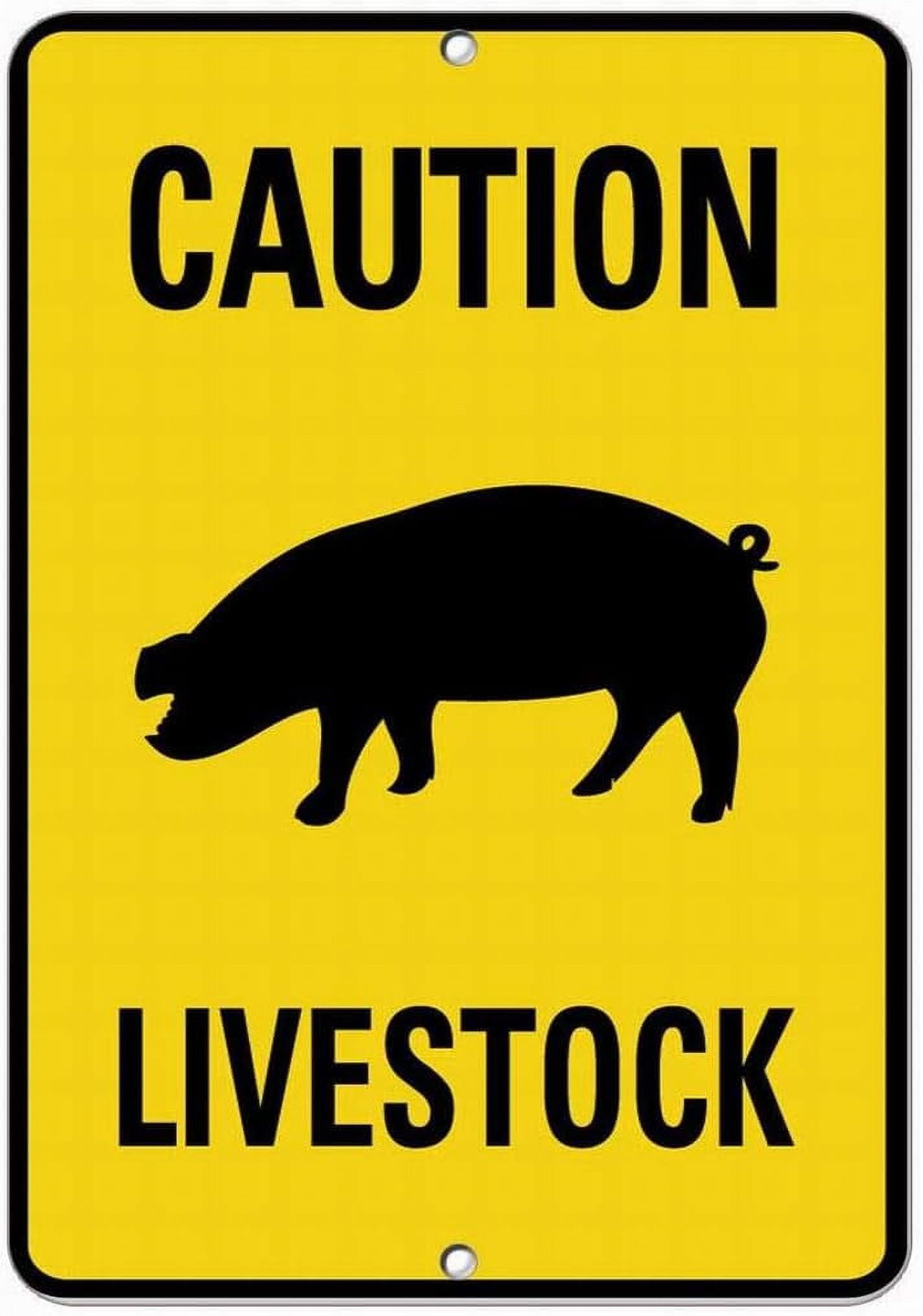 Notice Sign Danger Sign Warning Sign Livestock Caution Pig Activity ...