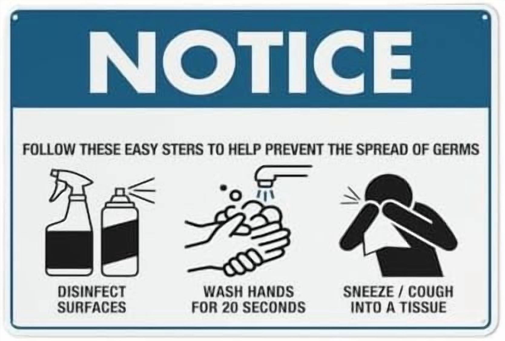 Notice Sign Follow These Easy Steps To Help Prevent Sign 12X8 Metal ...