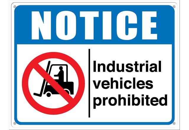 Notice Sign Industrial Vehicles Prohibited Aluminum Tin Sign For Home ...