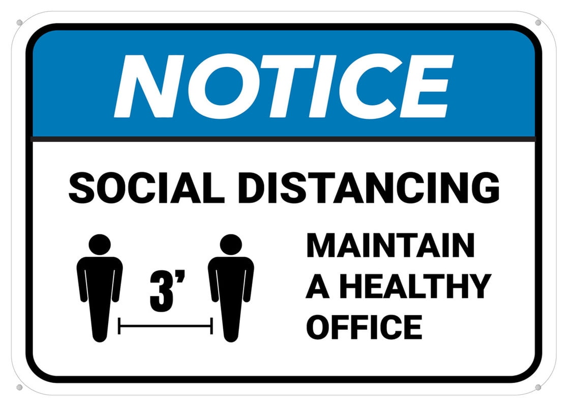 Notice Social Distancing Maintain A Healthy Office 3Ft Rectangular ...
