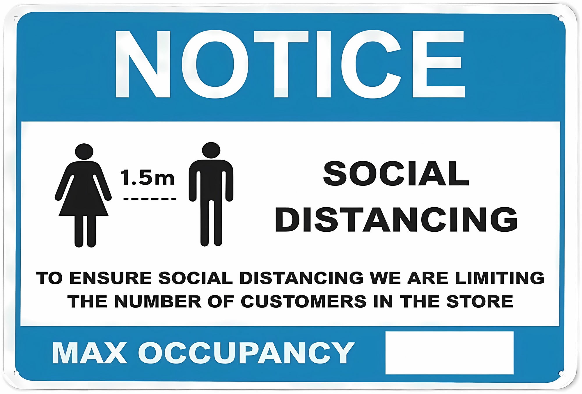 Notice Social Distancing Max Occupancy Sign - 8"x12" Vintage Metal ...