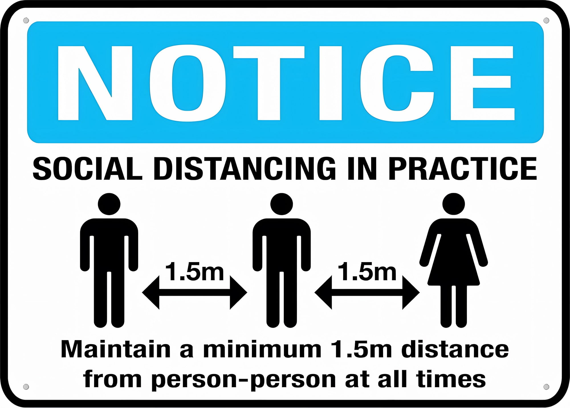 Notice Social Distancing in Practice Warning Sign - 8"x12" Tin Metal ...