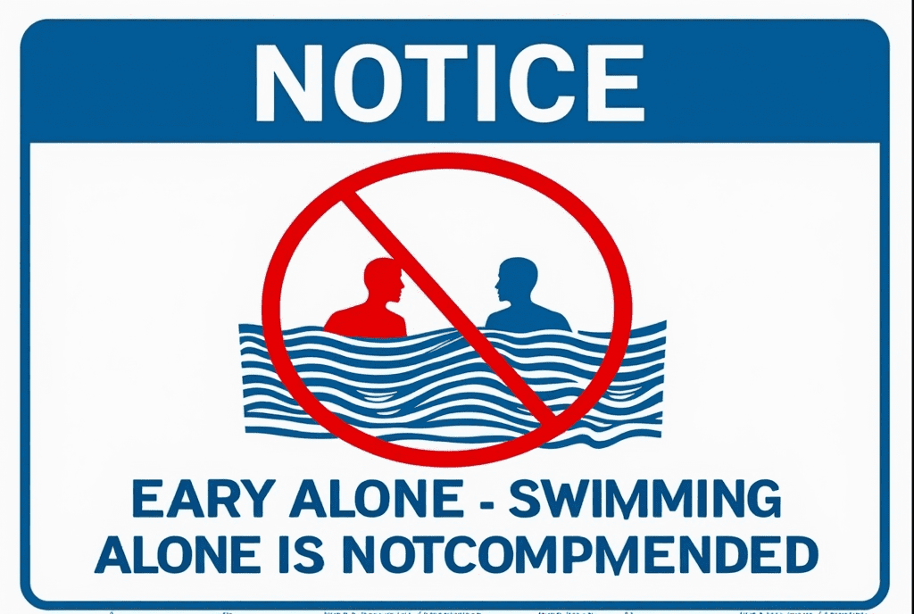 “Notice - Swimming Alone Is Not Recommended”Warning Caution Metal Tin ...