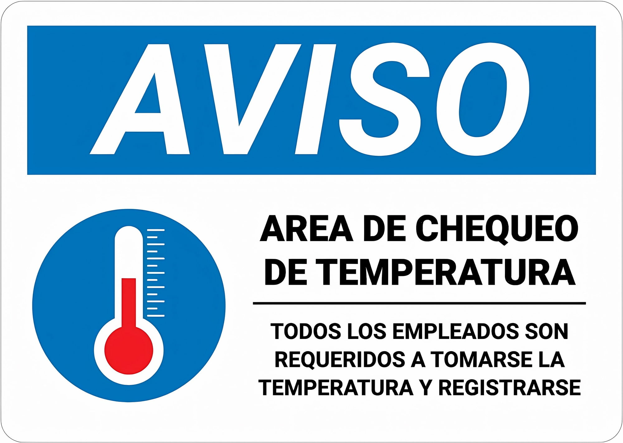 Notice Temperature Check Station Employees Required Spanish Sign - 8 ...