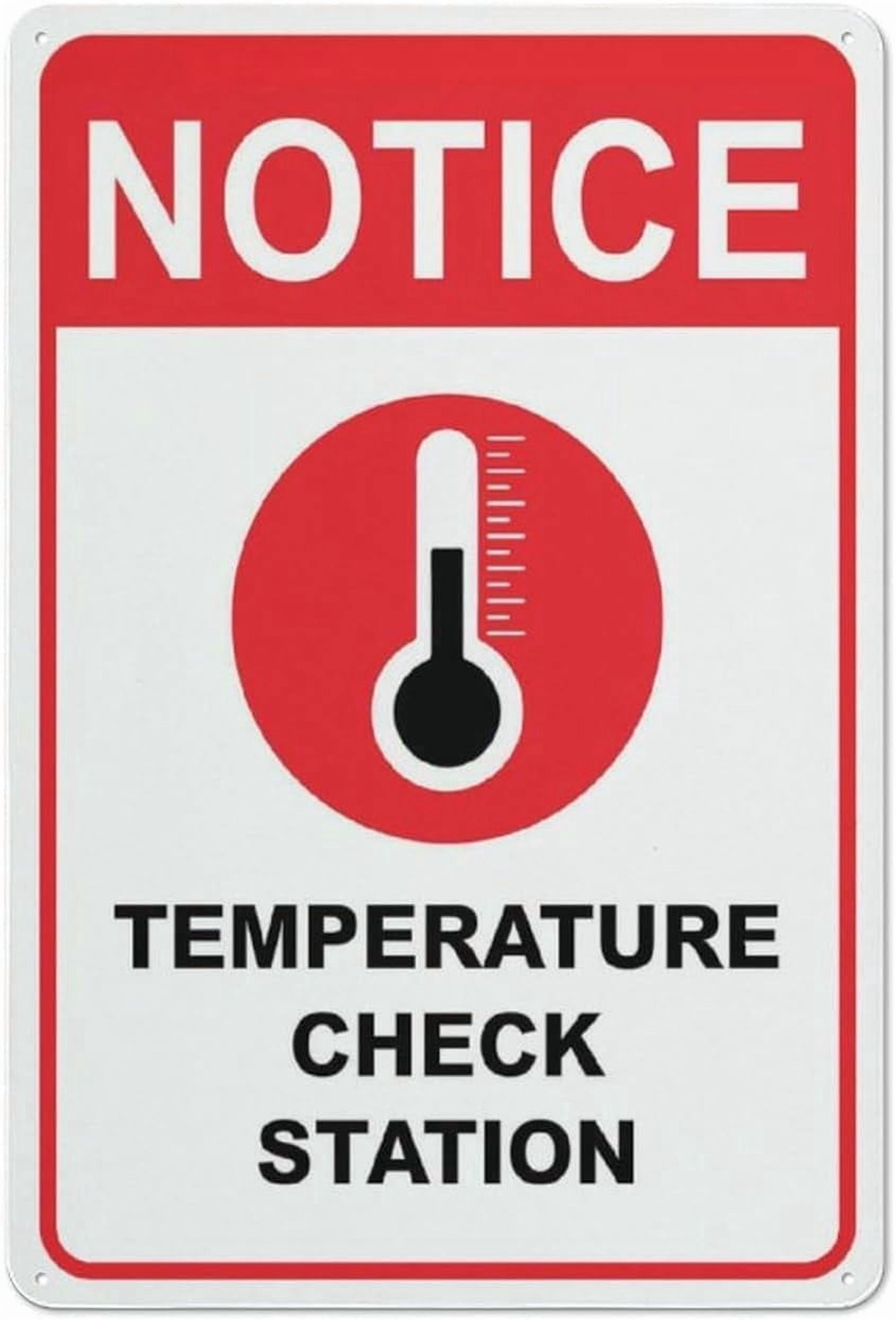 Notice Temperature Check Station Red Aluminum Metal Tin Sign Warning ...