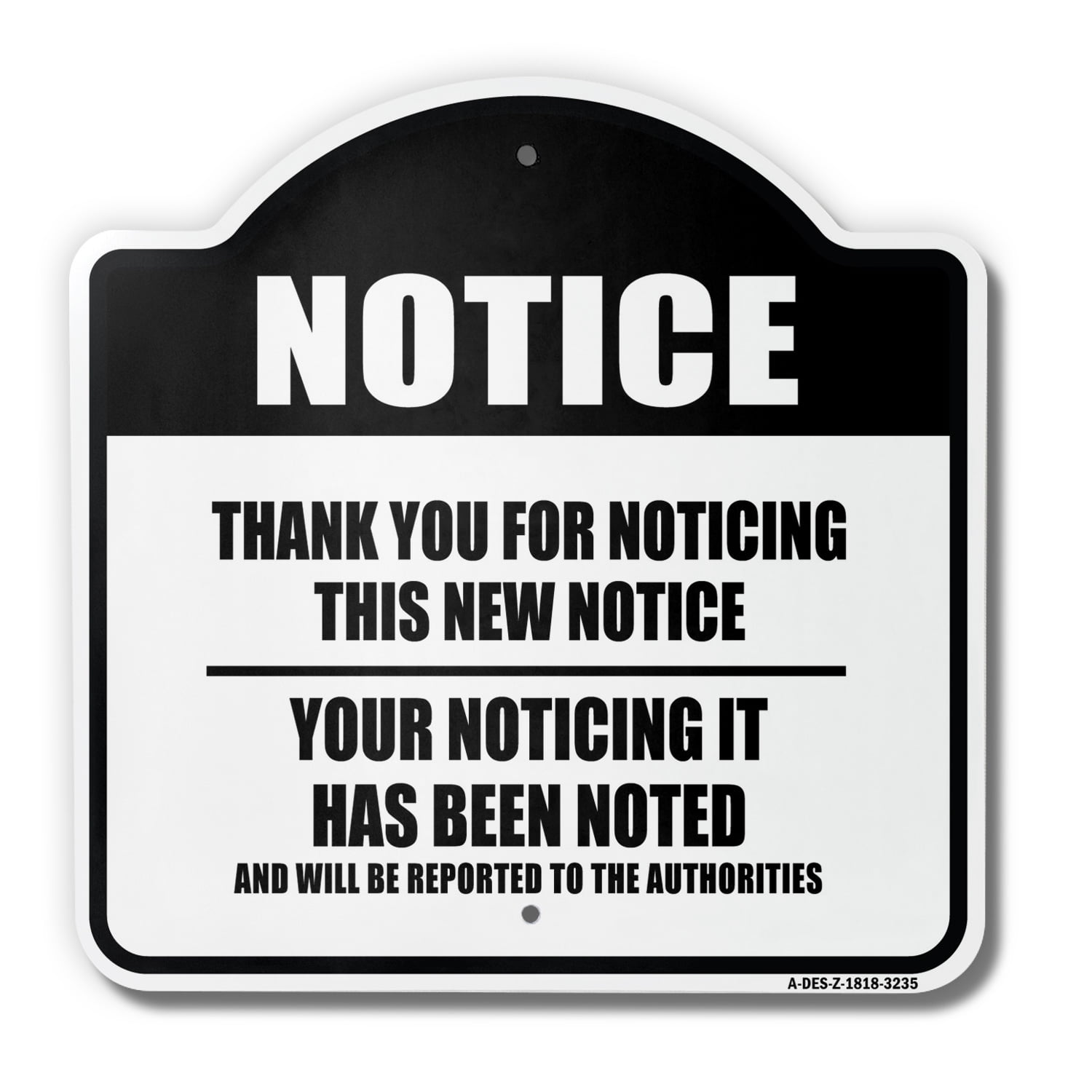 Notice Thank You For Noticing 18" X 18" Heavy-Gauge Aluminum ...