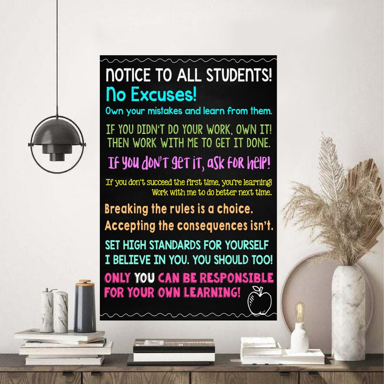 Notice To All Students No Excuses Poster 16 x 24 Inch Poster - Walmart.com