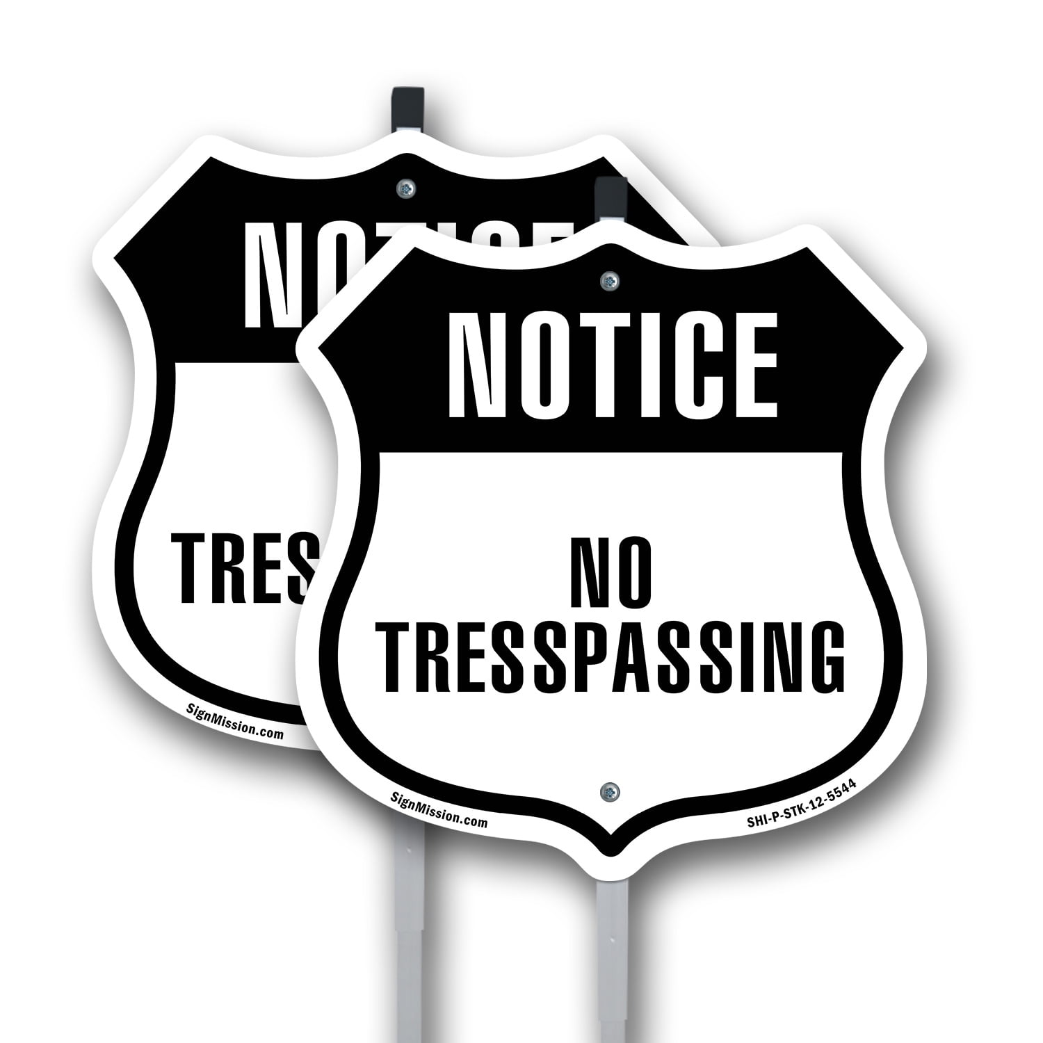 Notice No Trespassing (2 Pack) 12 inch X 12 inch Shield Shaped ...