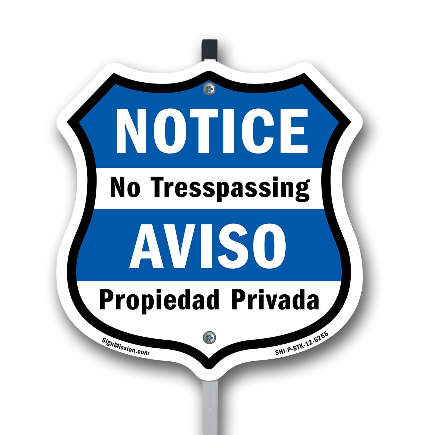 Notice No Trespassing Bilingual English / Spanish 12 inch X 12 inch ...