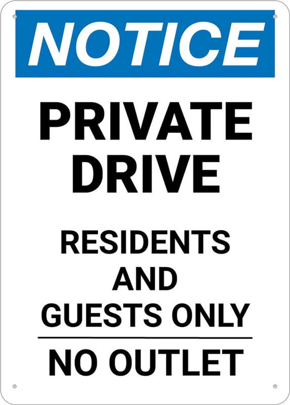 Notice No Turn Around Private Drive Residents And Guests Only Portrait ...