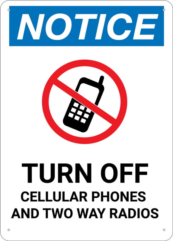 Notice Turn Off Cellular Phones Two Way Radios No Cellphone Icon ...
