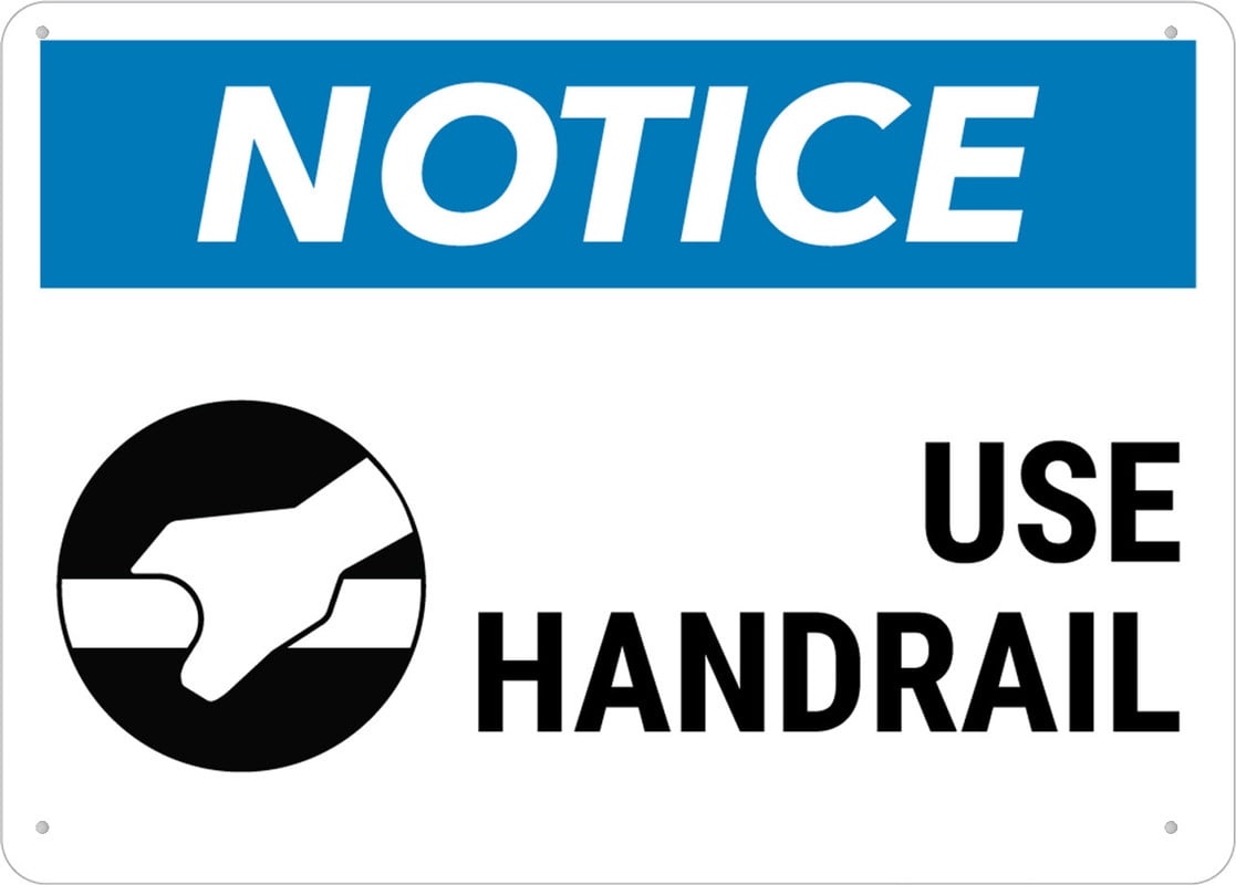 Notice Use Handrails Handrail Icon Portrait Sign 12X8 Inches Metal ...
