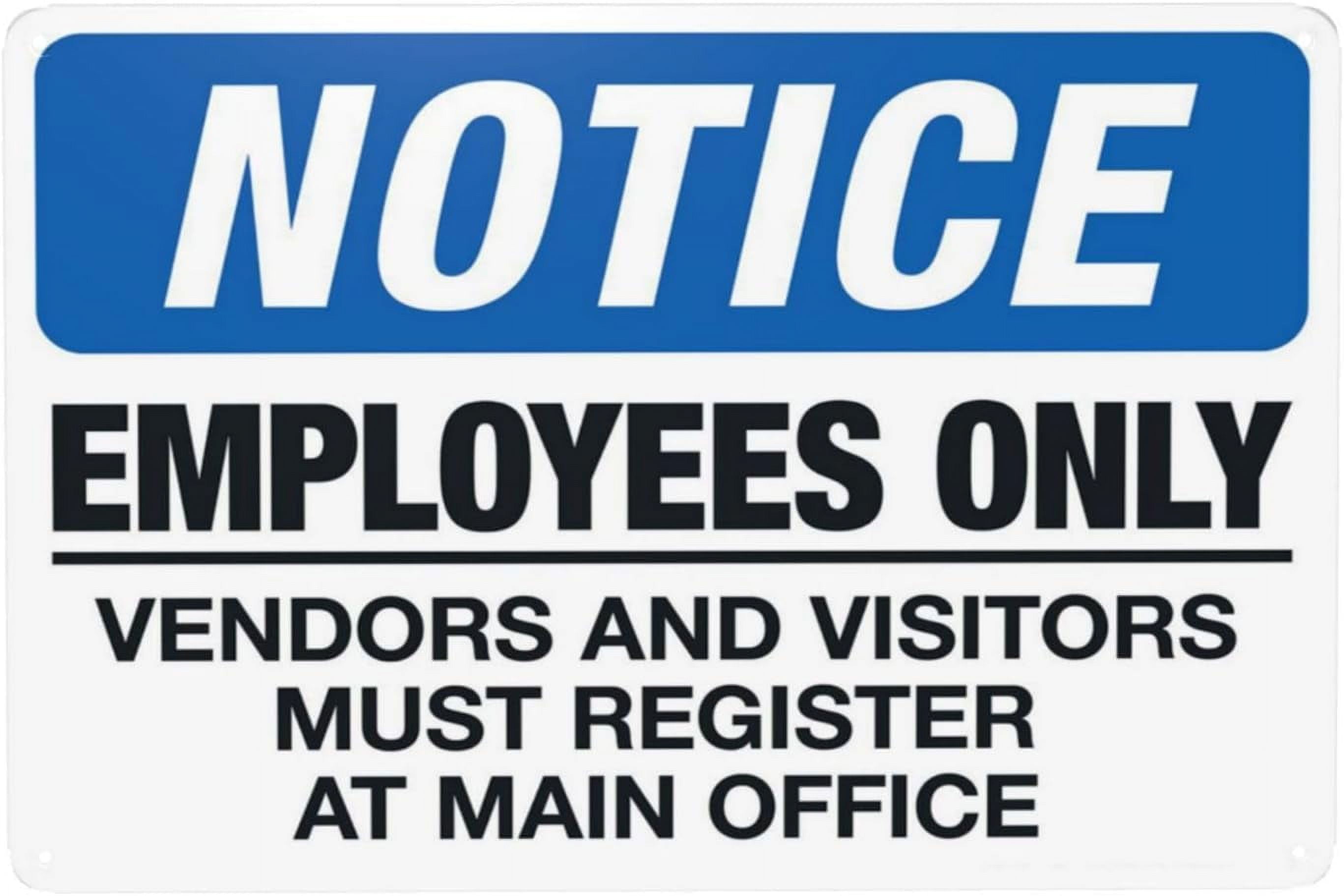 Notice All Visitors Must Register at Office Warning Sign, Business ...