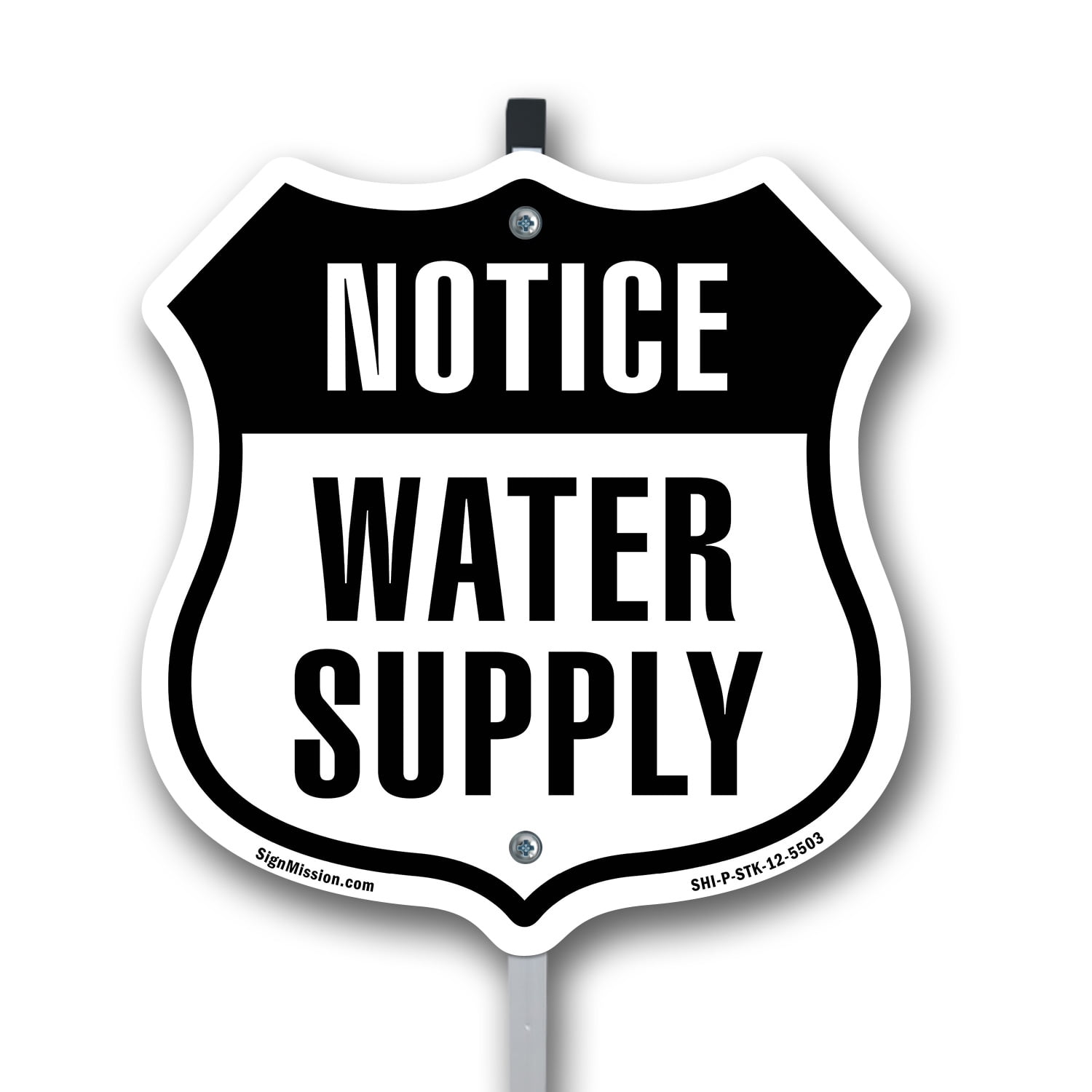 Notice Water Supply 12 inch X 12 inch Shield Shaped Commercial Grade ...