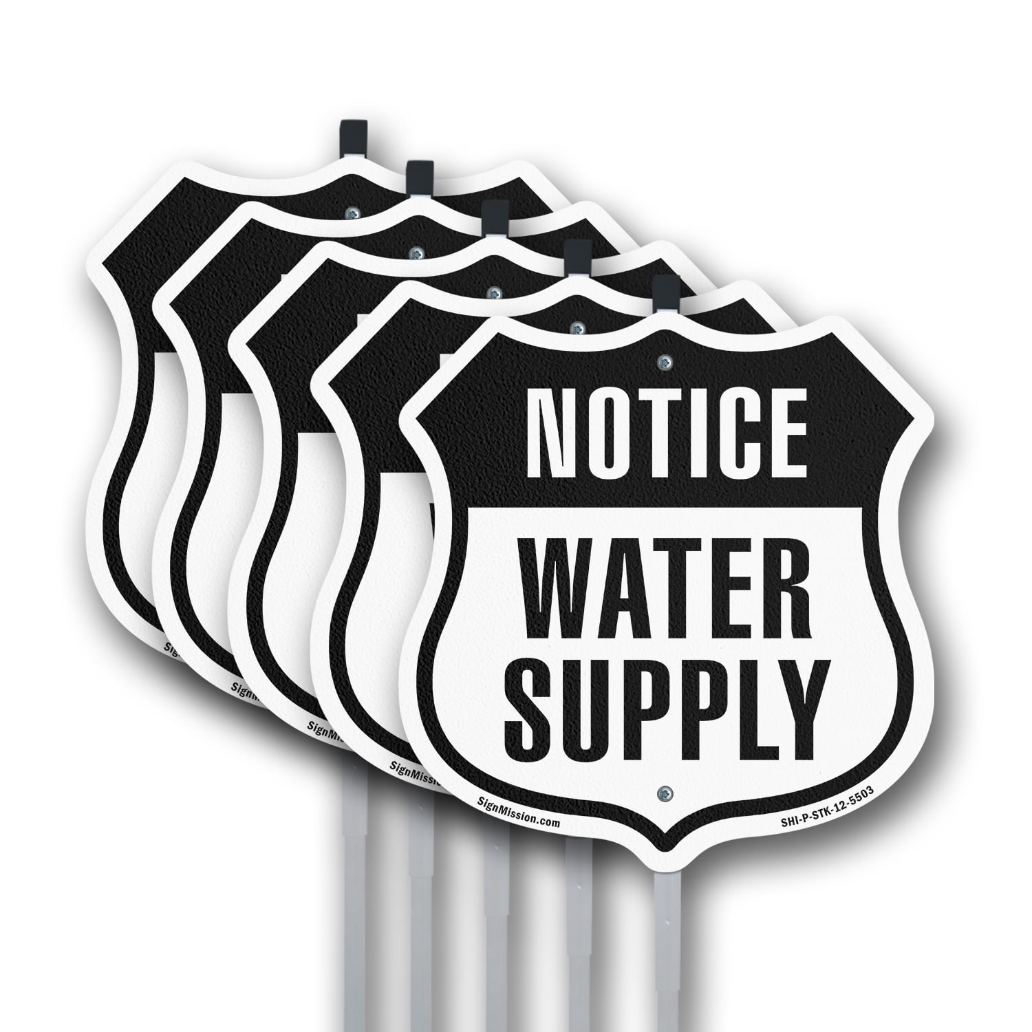 Notice Water Supply (5 Pack) 12 inch X 12 inch Shield Shaped Rust-Free ...
