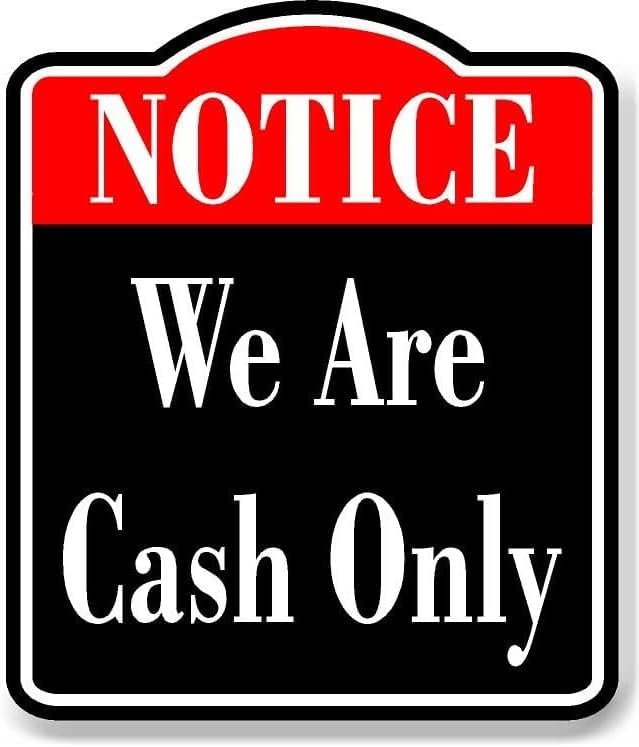 Notice We Are Cash Only BLACK Aluminum Composite Sign, 20"x24 ...