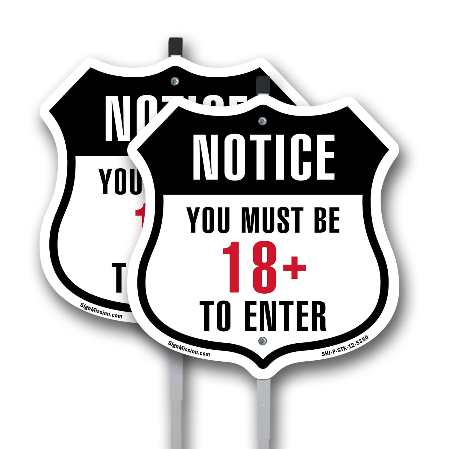 Notice You Must Be 18+ To Enter (2 Pack) 12 inch X 12 inch Shield ...