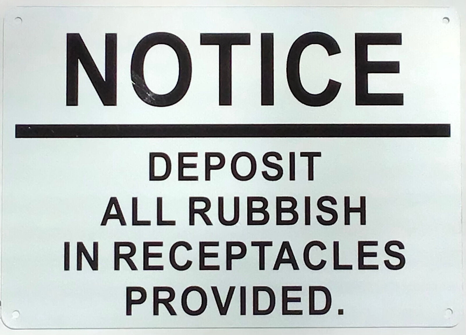 Notice deposit all ruBlack Backroundish in recetacles sign (7X10,White ...