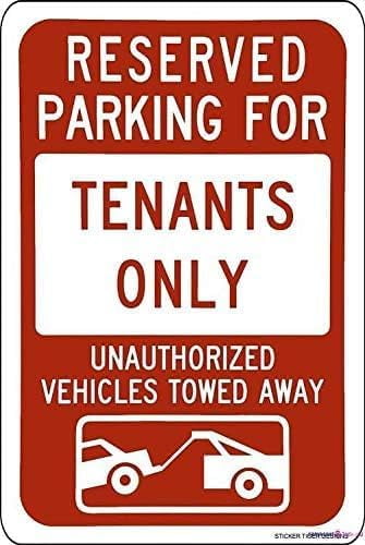 Notice plaque Reserved Parking Tenants - Vehicles Towed Graphic Metal ...