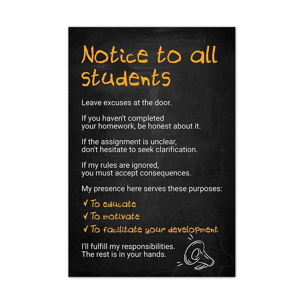 Notice to All Students Poster, Classroom Rules Poster, Motivational ...