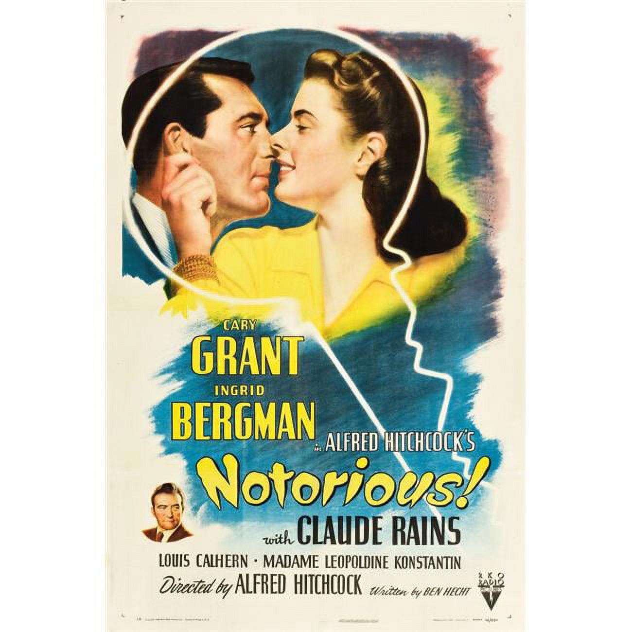 Notorious Cary Grant Ingrid Bergman Claude Rains 1946 Movie Poster ...